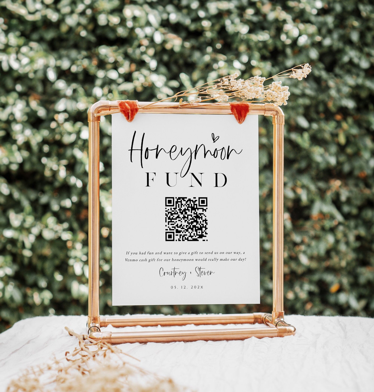 Modern Honeymoon Fund Sign, Venmo Honeymoon Wish Sign, Editable Wedding ...