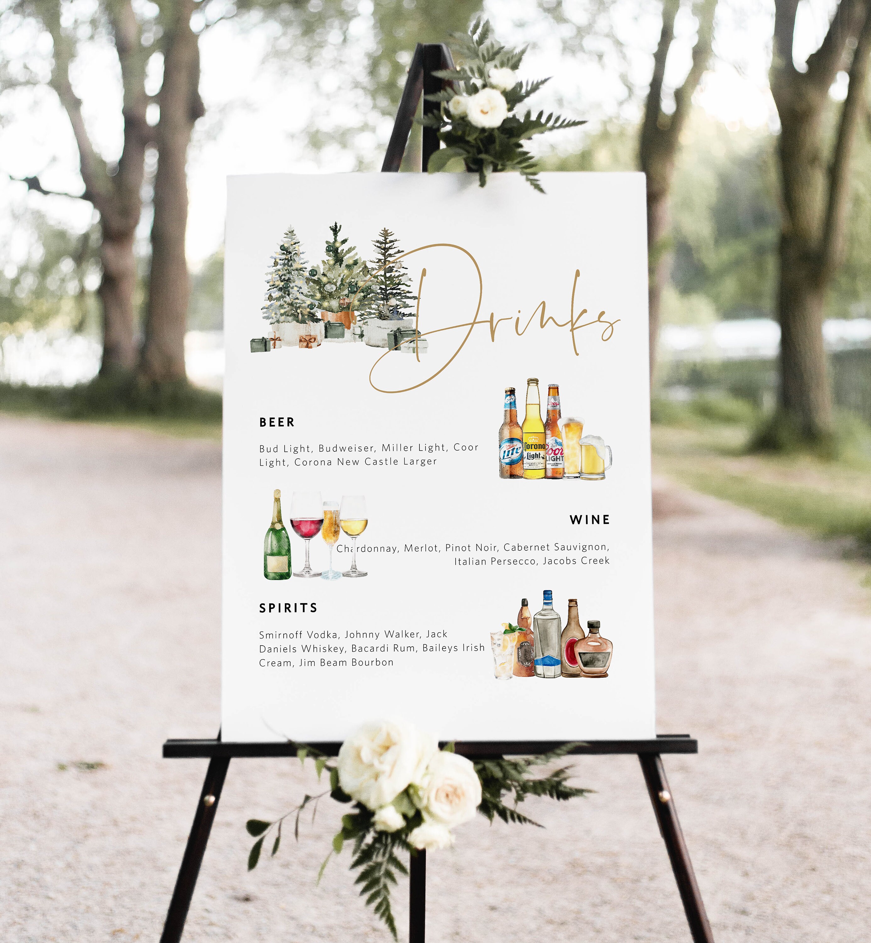 Christmas Drinks Sign Printable Christmas Bar Menu Template - Etsy