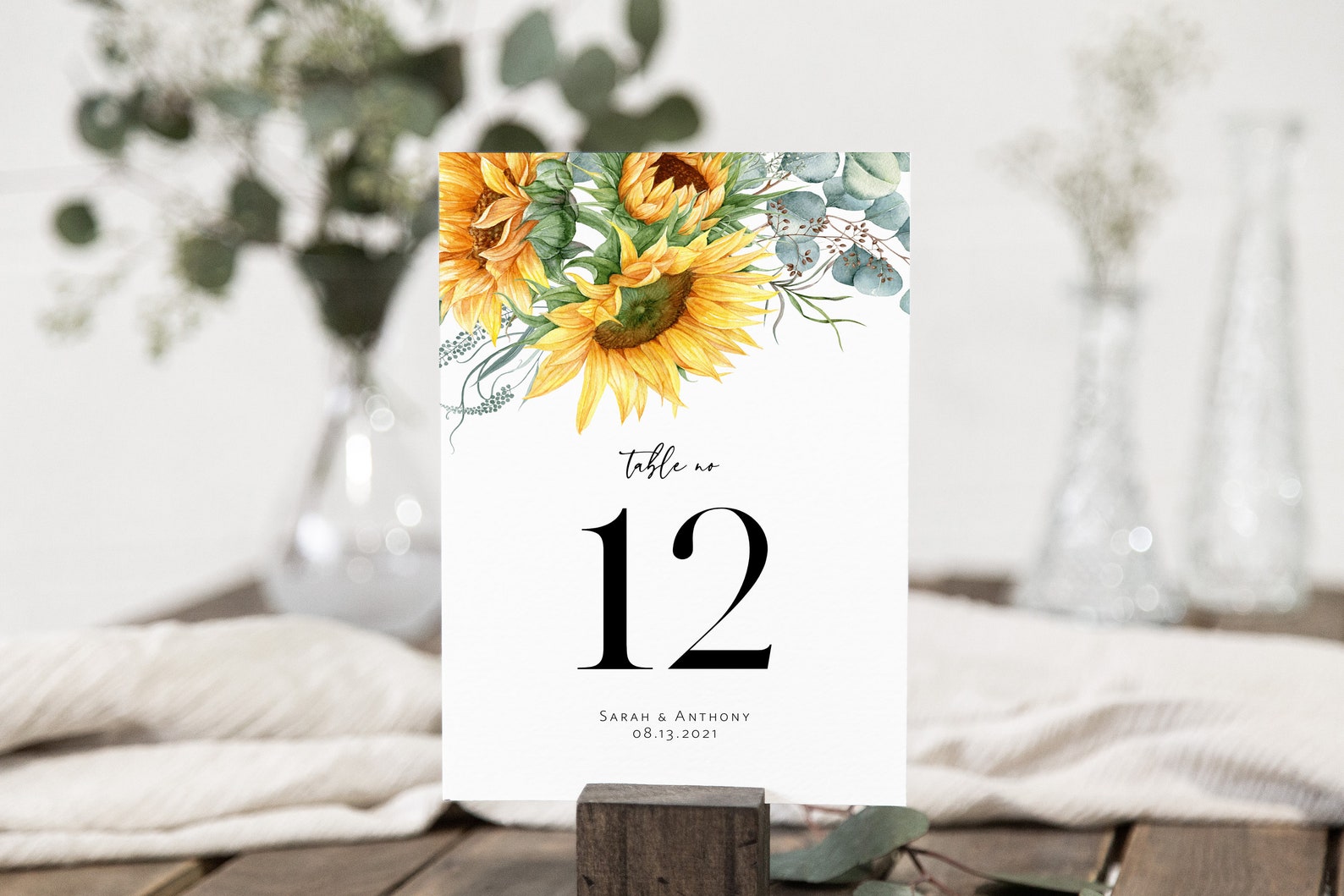 Sunflower Printable Table Numbers, Editable Table Numbers, 5x7, 4x6 ...