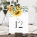 Sunflower Printable Table Numbers, Editable Table Numbers, 5x7, 4x6 ...