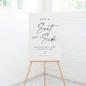Pick a Seat Not a Side Sign , Wedding Seating Poster, Choose a Seat ...