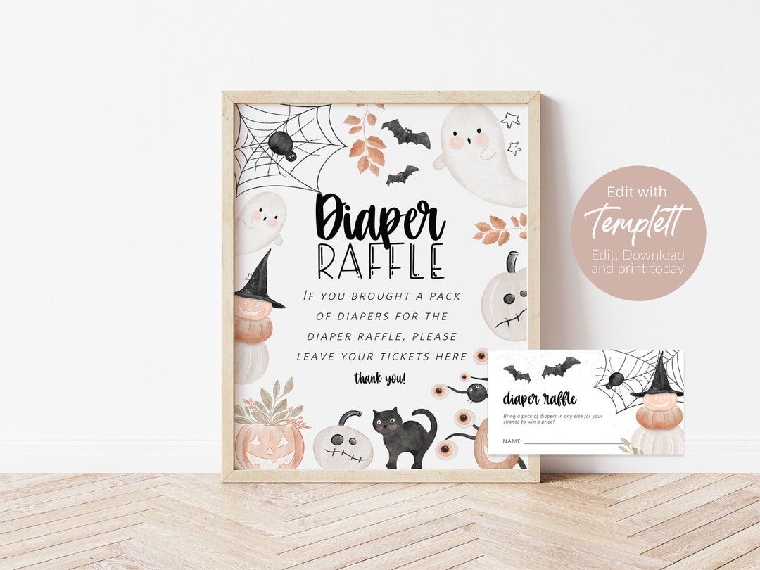 Halloween Diaper Raffle Sign, Spooky Diaper Raffle Sign, Baby Shower ...