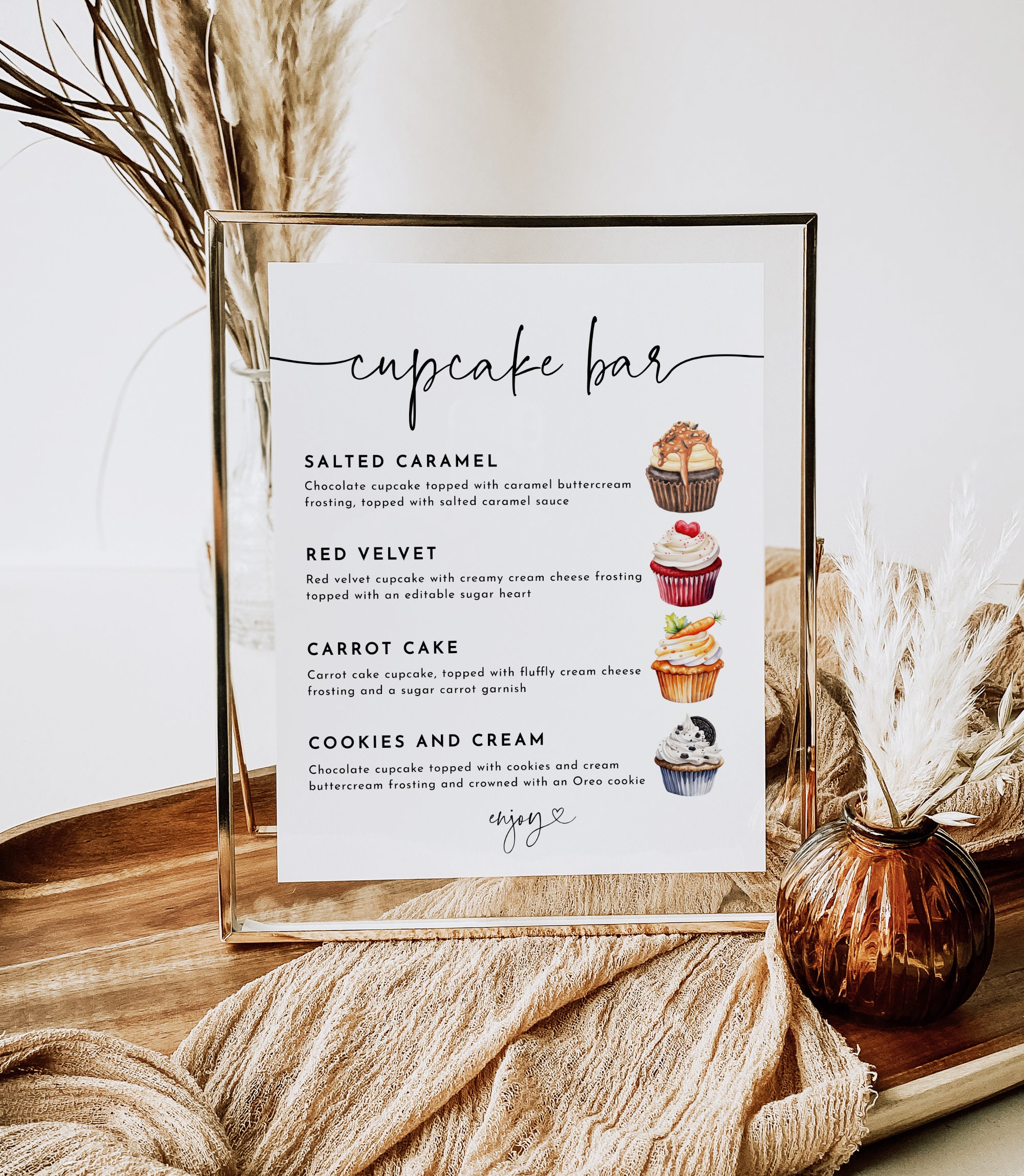 Cupcake Menu Sign, Editable Wedding Cupcake Sign Template, Wedding ...