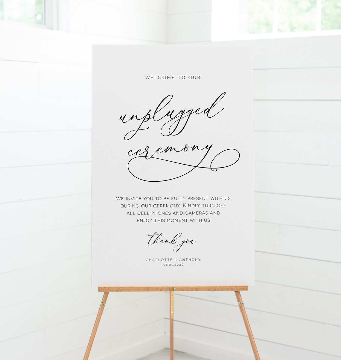 Script Unplugged Ceremony Sign, Wedding Unplugged Poster Sign Template ...