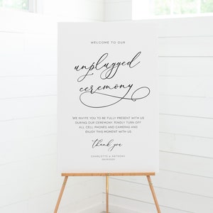 Script Unplugged Ceremony Sign, Wedding Unplugged Poster Sign Template ...