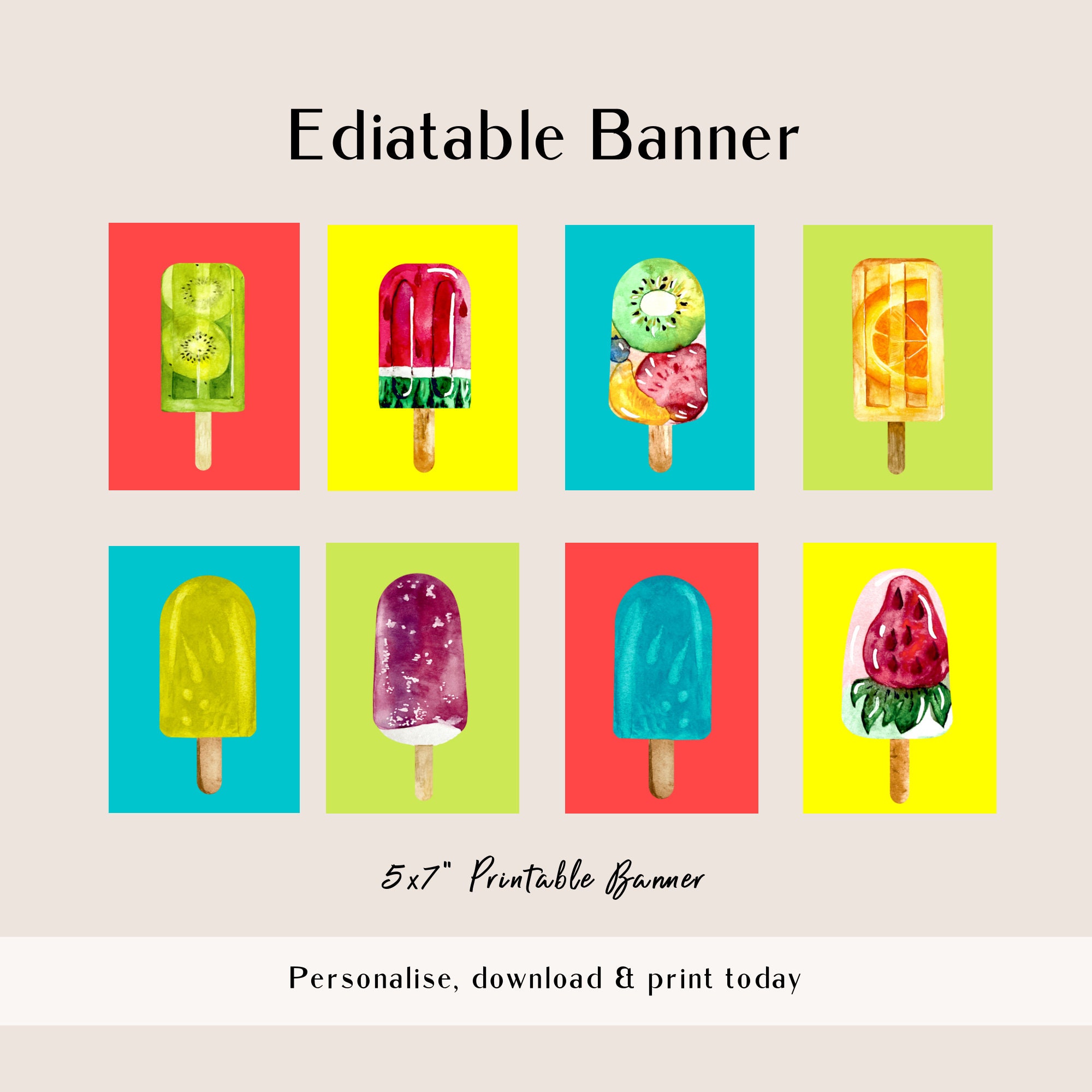 Popsicle Banner Baby Shower Banner Ice Cream Baby Shower | Etsy