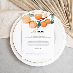 Orange Menu, Little Cutie Menu, Printable Orange Menu , 2 Sizes ...