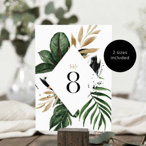 Printable Table Numbers, Tropical Table Numbers, 5x7, 4x6, Table ...
