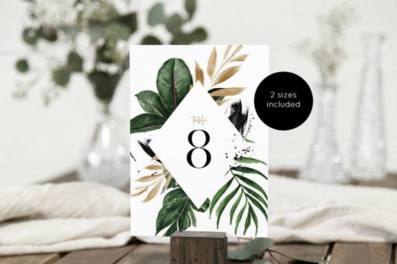 Printable Table Numbers Tropical Table Numbers 5x7 4x6 - Etsy