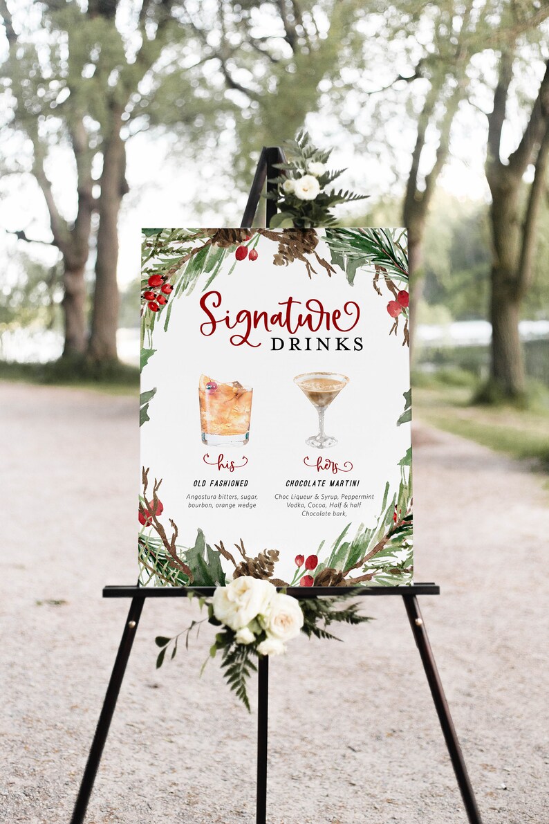 Christmas Signature Drinks Sign Editable Signature Drinks - Etsy