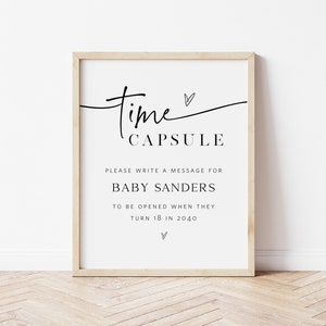 Baby Time Capsule Sign and Note Cards, Printable Time Capsule Writing ...