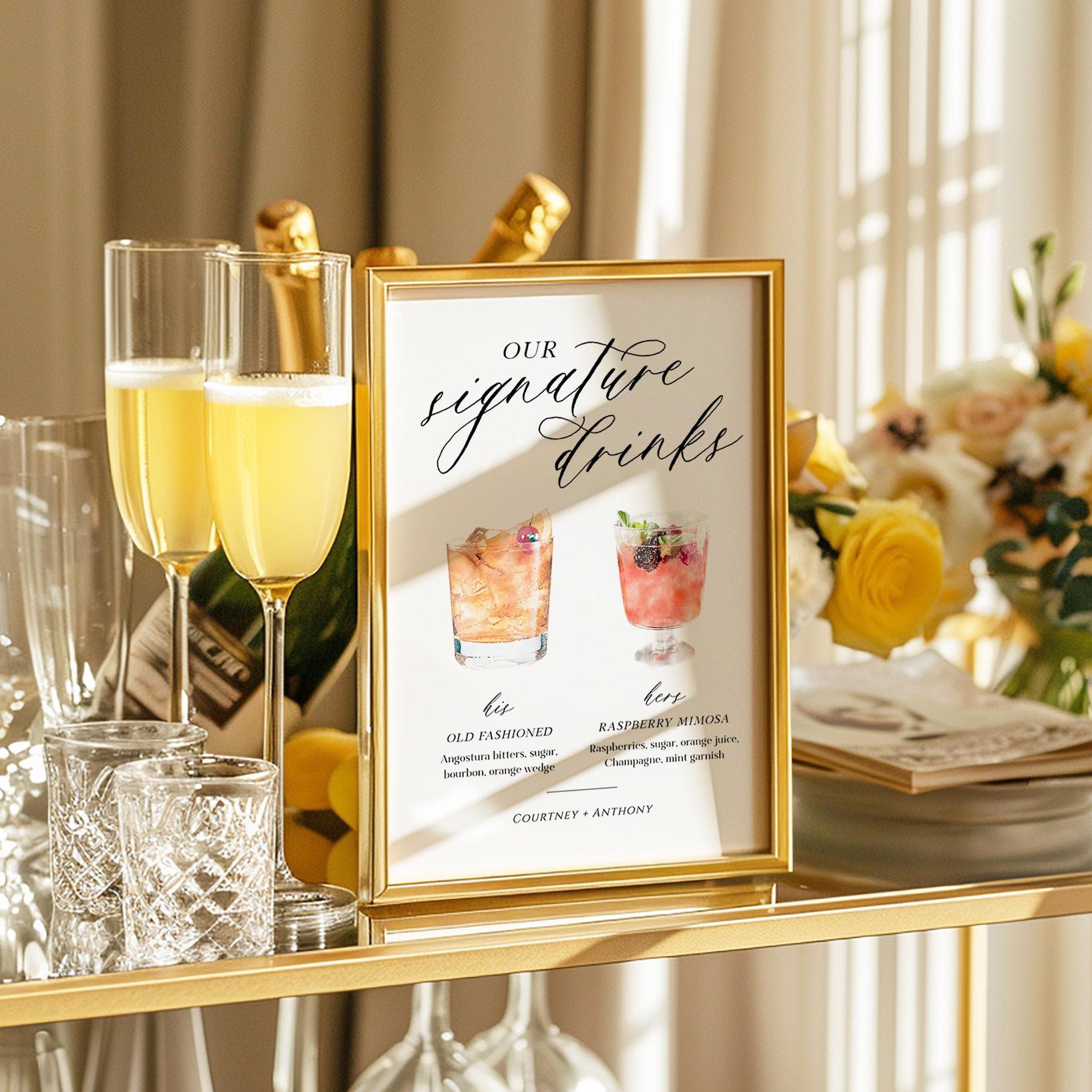 Signature Drinks Sign Template, Editable Signature Drinks, Single ...