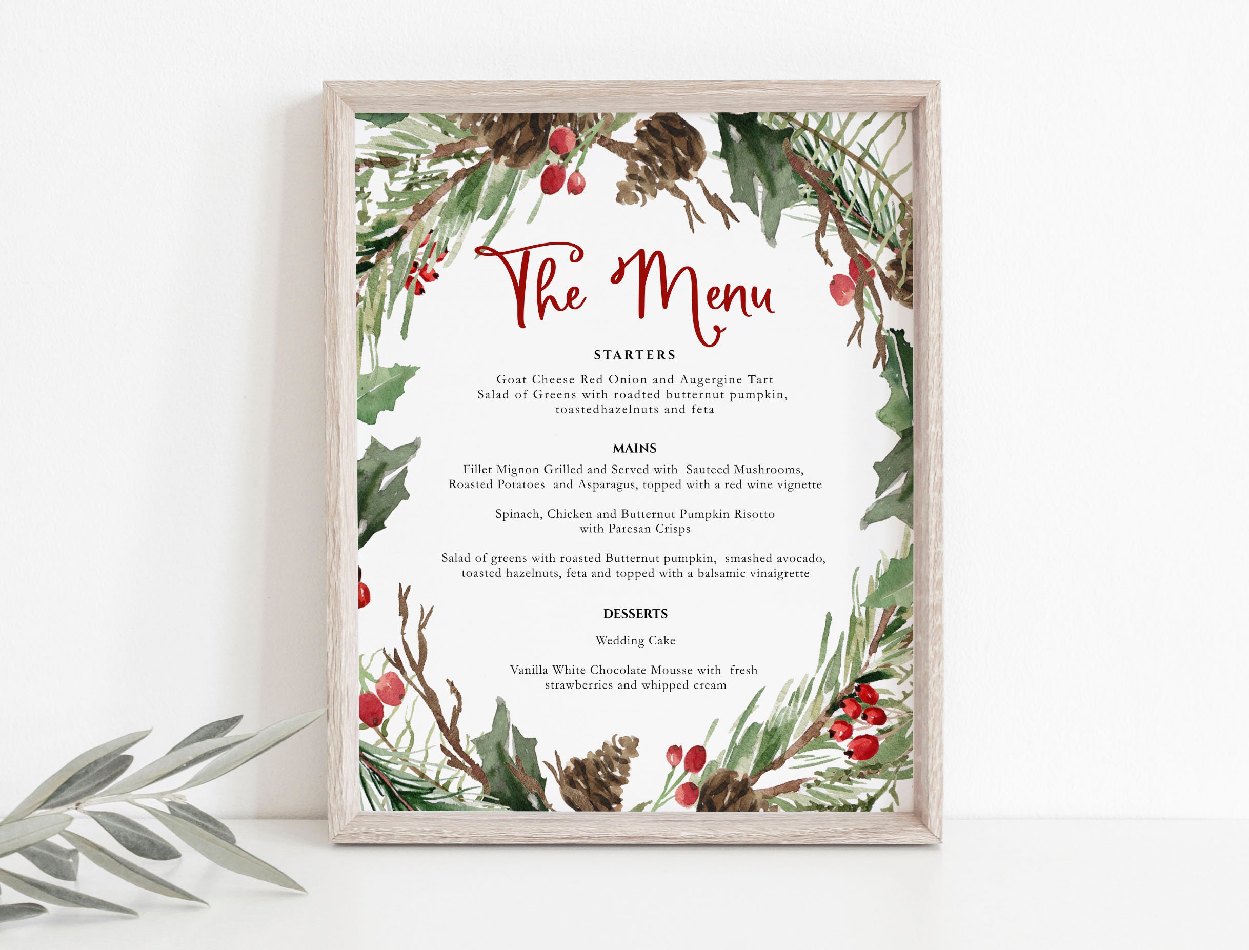 Printable Christmas Menu Christmas Menu Sign Holiday Menu | Etsy