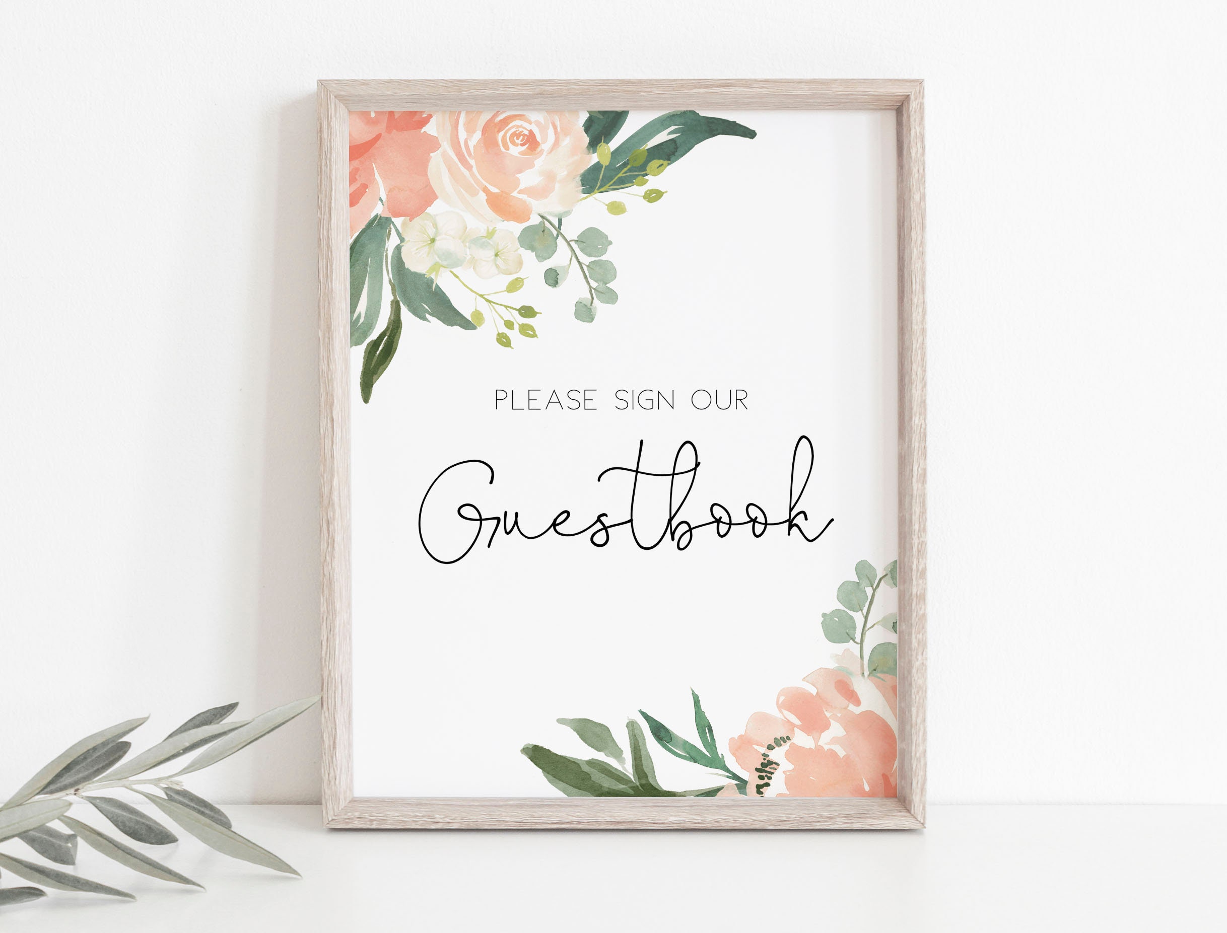 Please Sign Our Guestbook, Peach Guestbook Sign, Guestbook Template ...