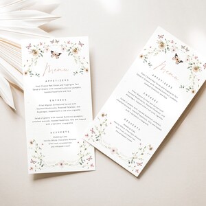 Butterflies Menu Template, Printable Menu Card, Butterly Menu Card ...