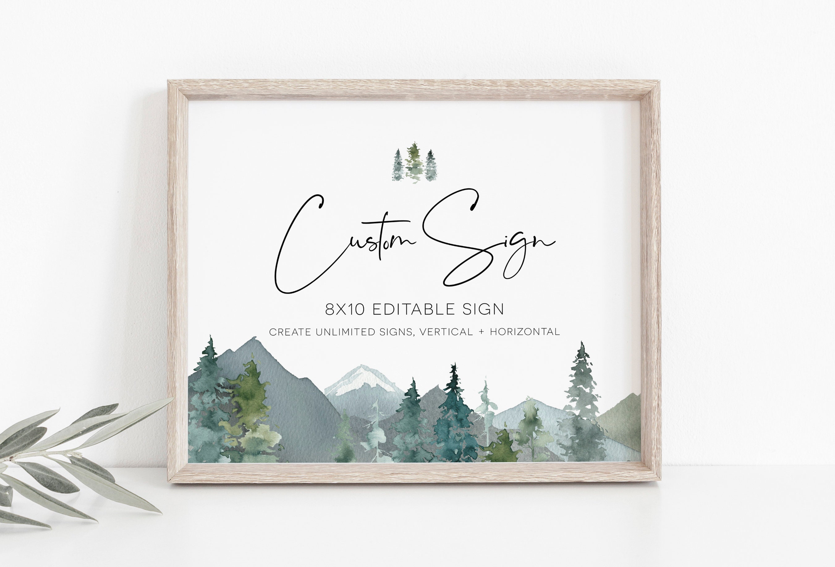 Mountains Custom Sign, (portrait and Landscape), Editable Sign Template ...