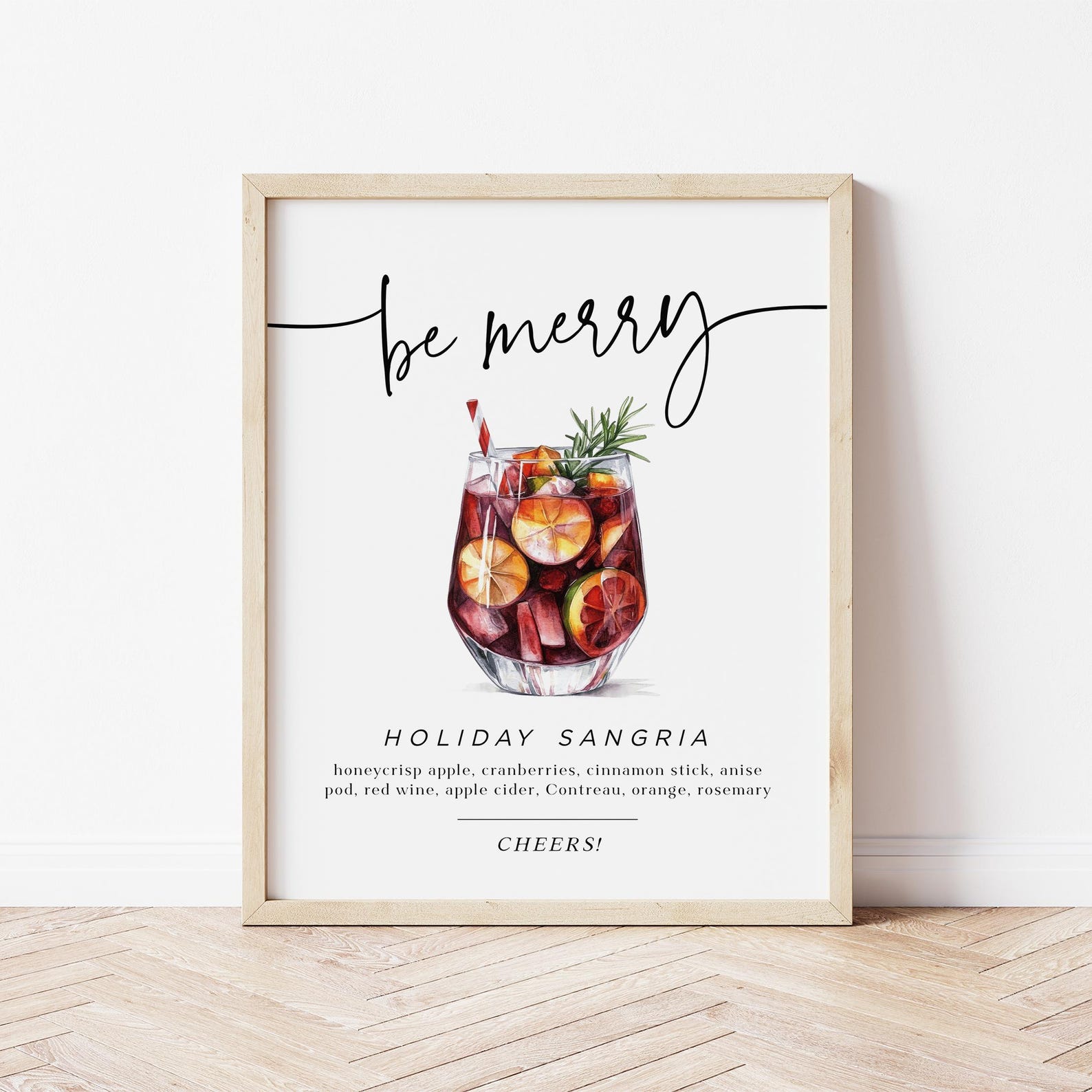 Christmas Cocktail Bar Sign, Holiday Drink Menu Template, Signature ...