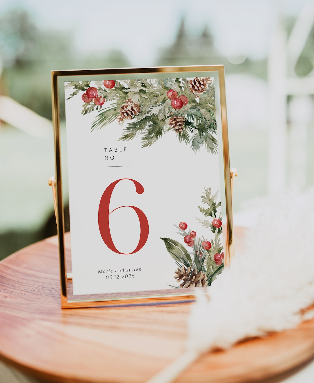 Christmas Printable Table Numbers, Holiday Table Numbers, 5x7, Templett ...