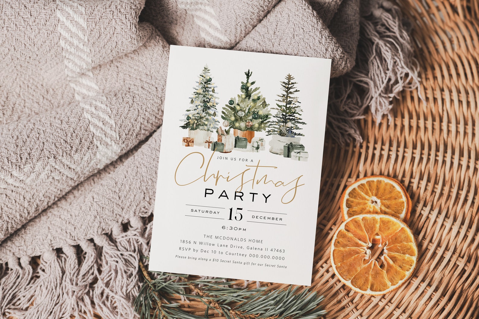Christmas Invitation Christmas Trees Party Invitation - Etsy