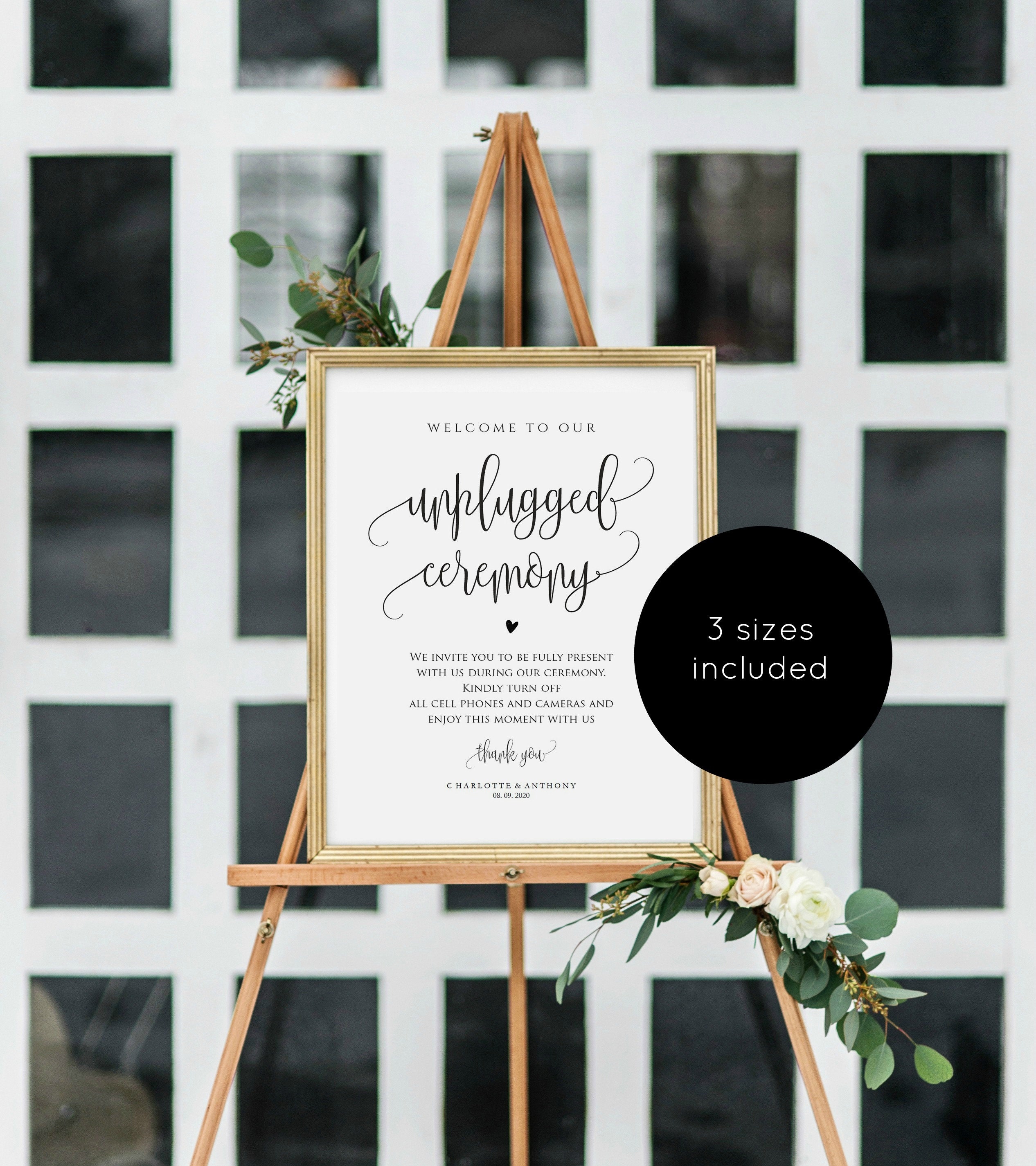 Unplugged Ceremony Sign Wedding Unplugged Poster Sign - Etsy