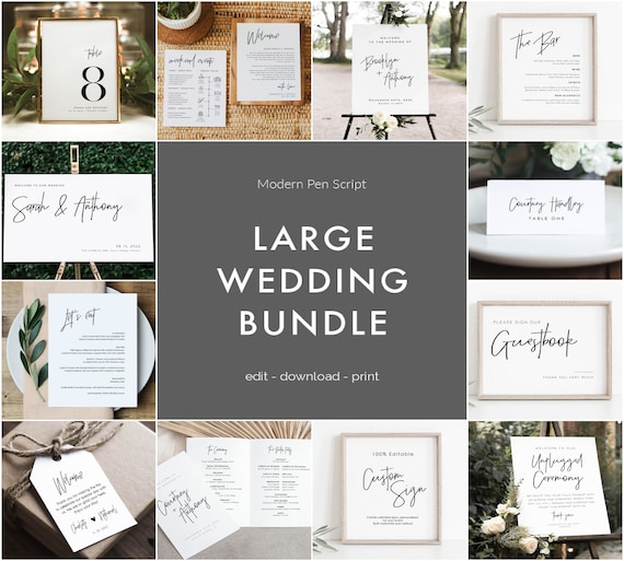 Modern Wedding Bundle Editable Wedding Templates 100% - Etsy
