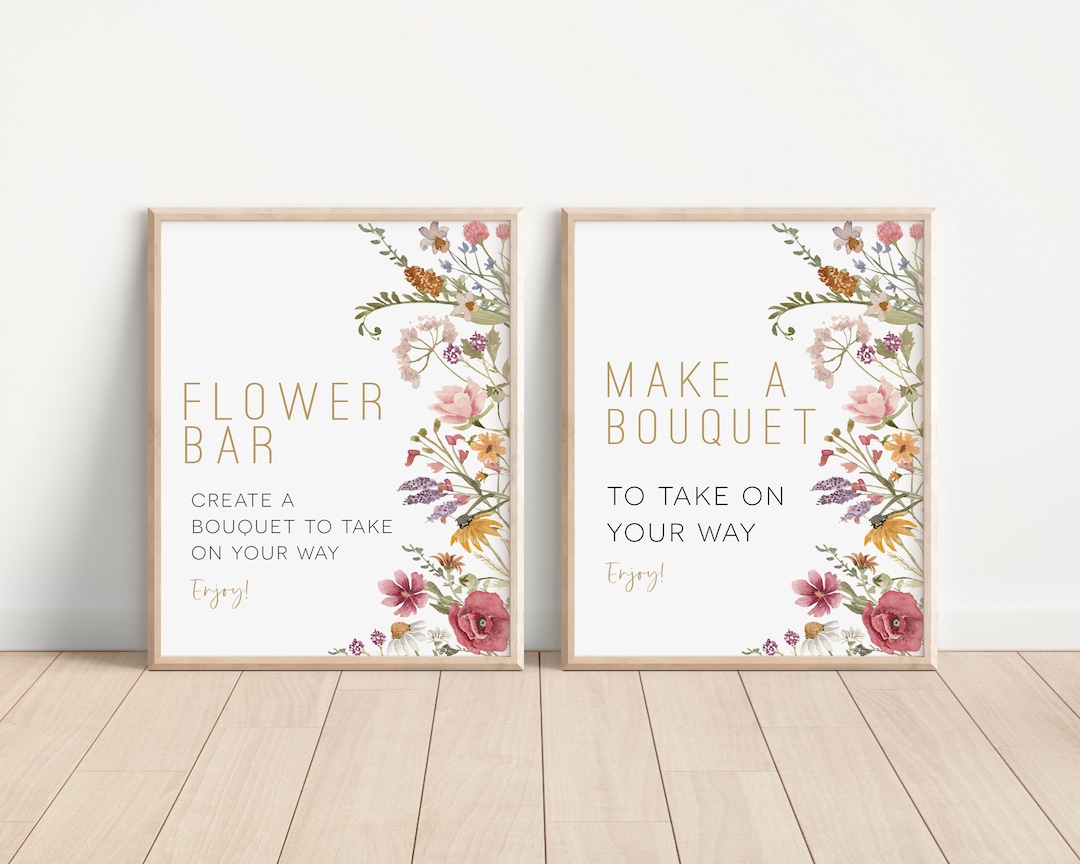Wildflower Flower Bar Signs, Bouquet Bar Sign, Make a Bouquet Sign ...