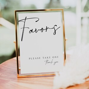 Favors Sign, Modern Favor Sign Template, Wedding Favors Sign, Edit With ...