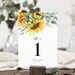Sunflower Printable Table Numbers, Editable Table Numbers, 5x7, 4x6 ...