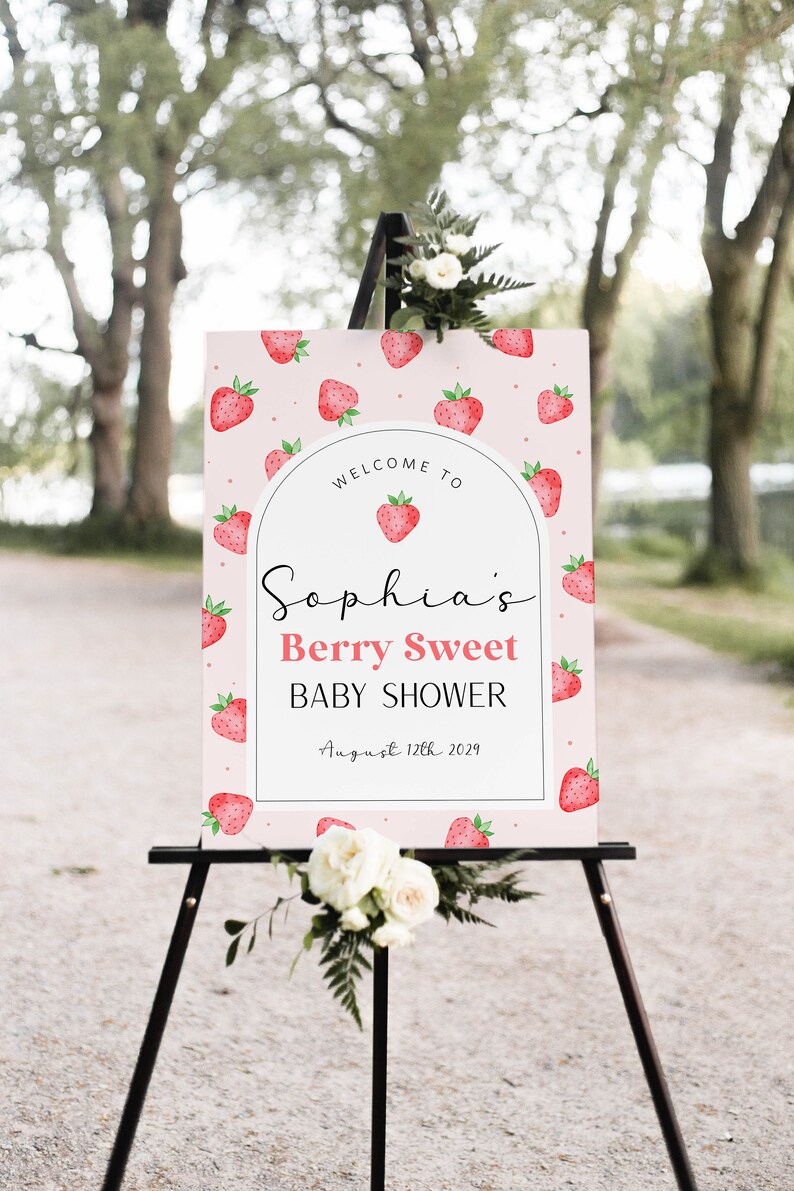 Strawberry Welcome Sign, Berry Welcome Poster, Printable Welcome Sign ...