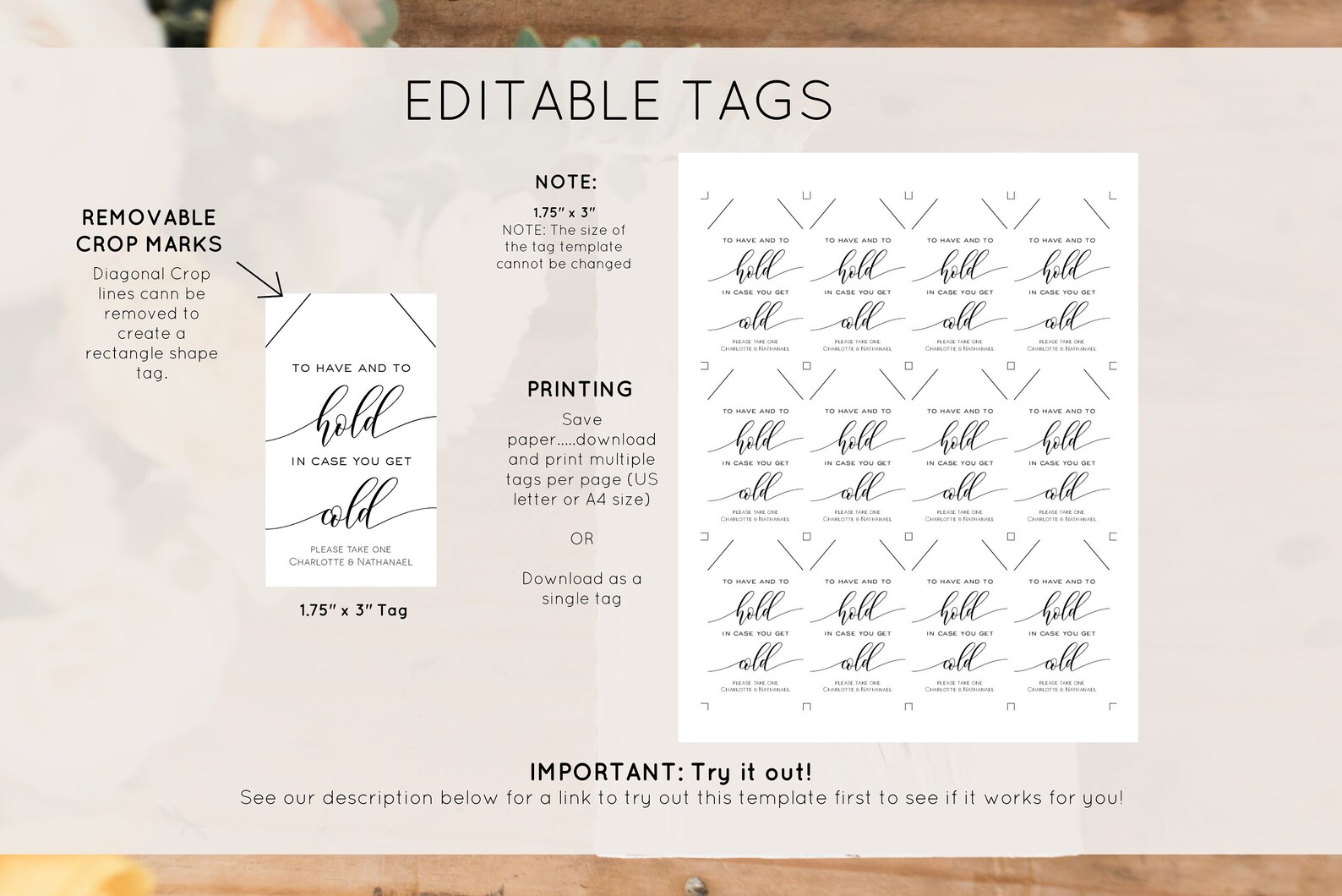 Wedding Favor Tag Template Made With Love Tag Printable - Etsy