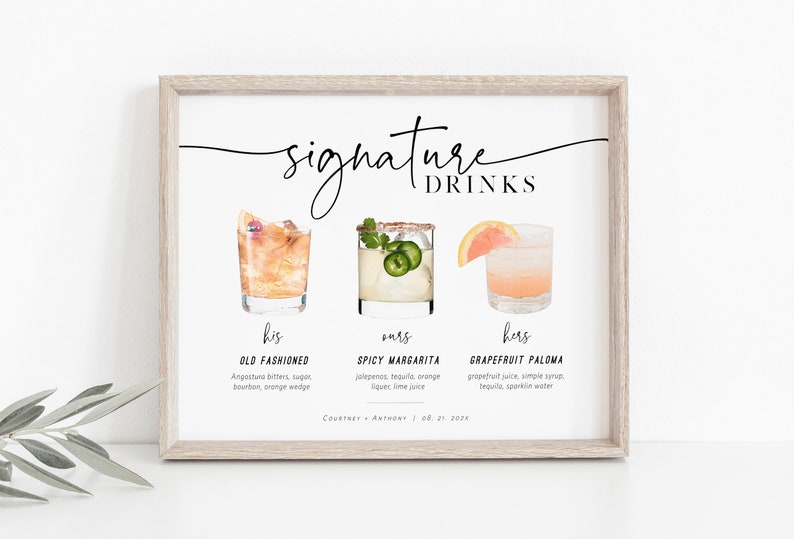 Signature Drinks Sign Template Editable Signature Drinks - Etsy