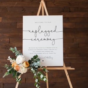 Script Unplugged Ceremony Sign, Wedding Unplugged Poster Sign Template ...