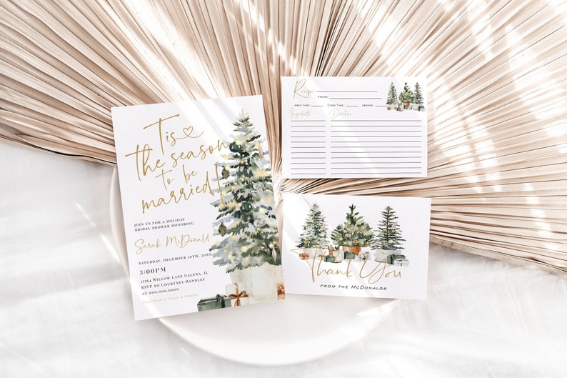 Christmas Bridal Shower Invitation Set, Holiday Bridal Shower ...