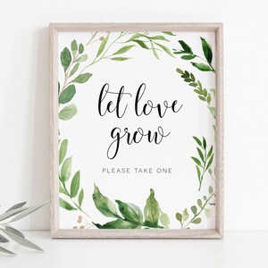 Let Love Grow Sign, Favor Sign Template, Greenery Favor Sign, Printable ...