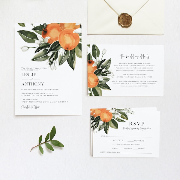 Citrus Wedding Invitation - Etsy