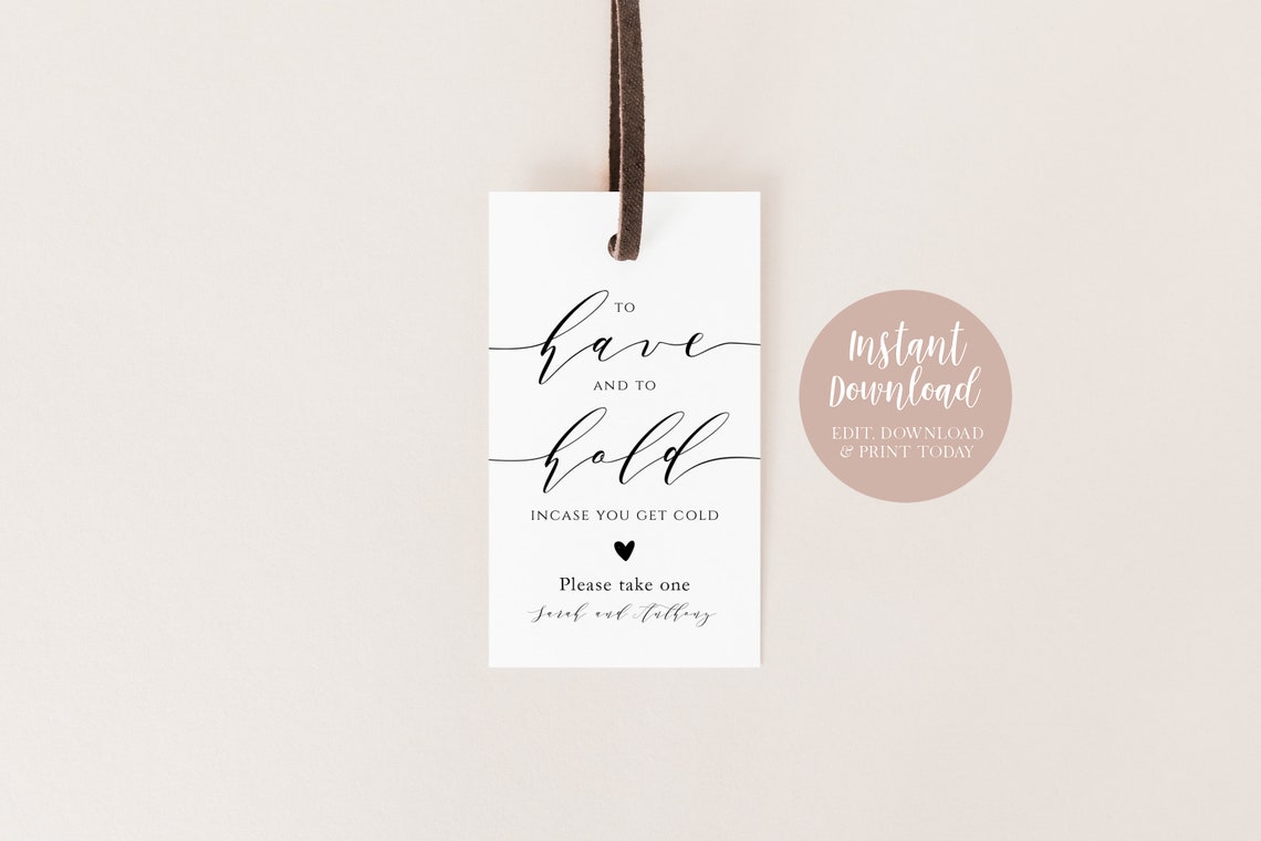 To Have and to Hold Tag, Wedding Favor Tag Template, Blanket Favor Tag ...