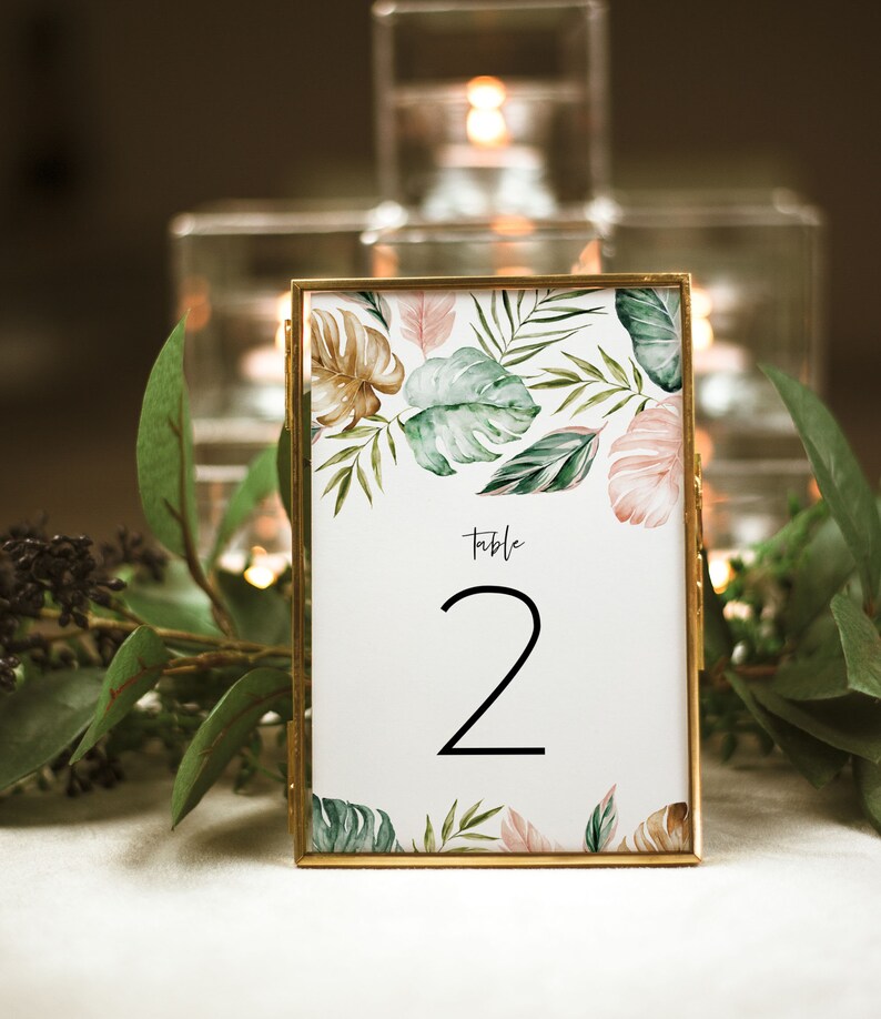 Printable Table Numbers Tropical Table Numbers 5x7 4x6 - Etsy