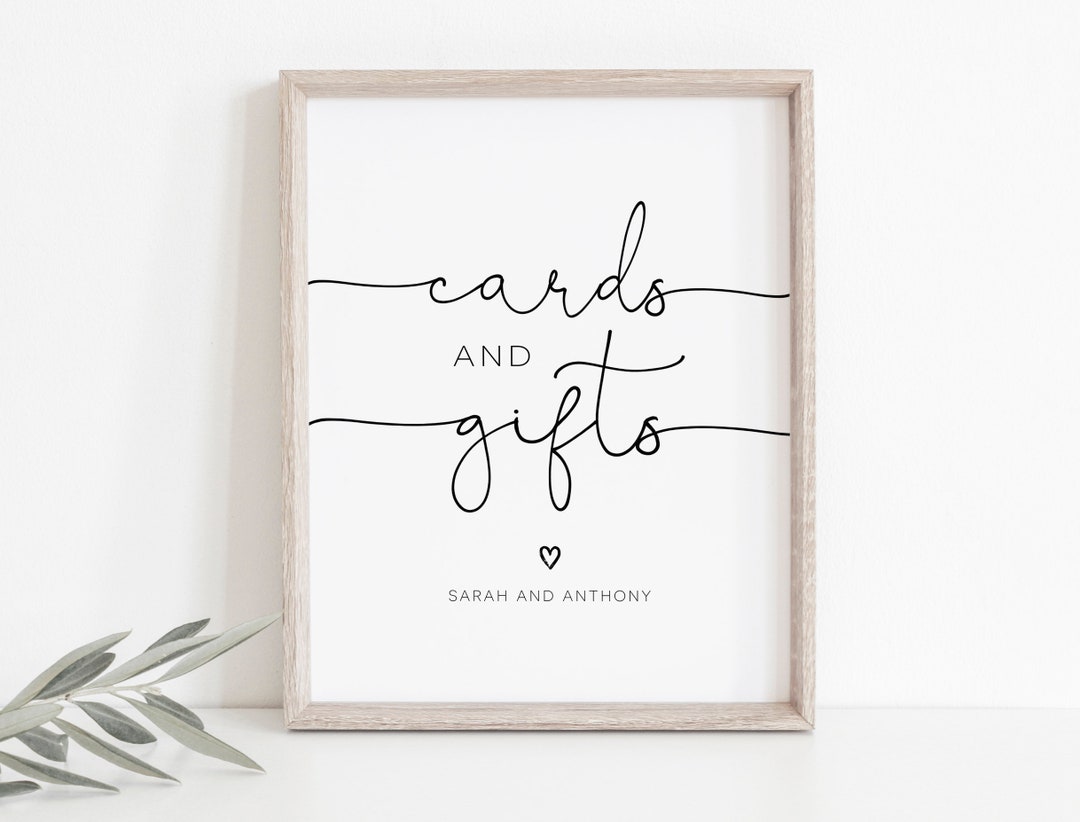 Script Cards and Gifts Sign, Gifts Table Sign, 8x10, Cards and Gifts ...