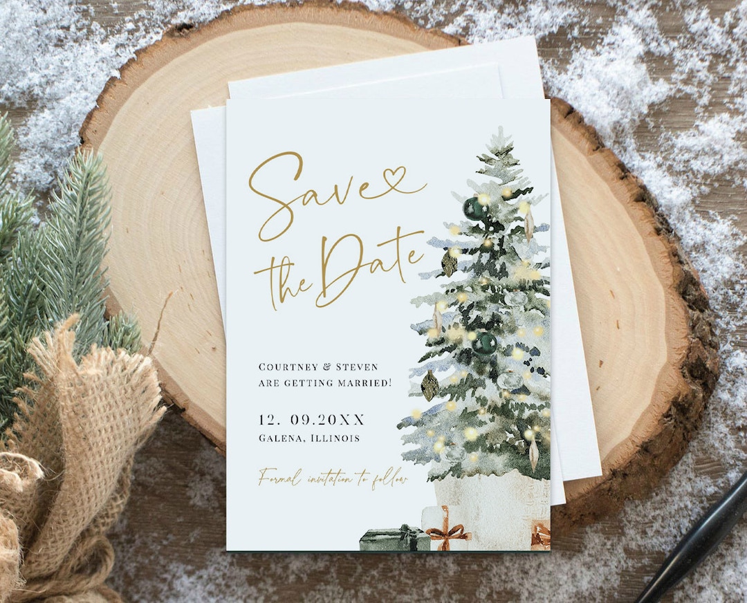 Christmas Save the Date, Holiday Wedding Save-the-date Invitation ...