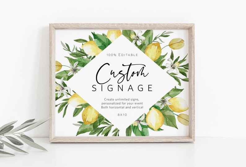 Lemon Custom Sign, (portrait and Landscape), Editable Sign Template ...