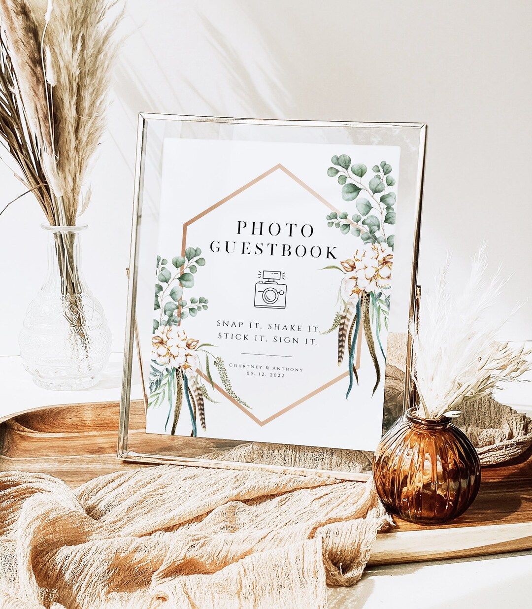 Boho Photo Guest Book Sign, Wedding Photo Guestbook Sign, Photo ...