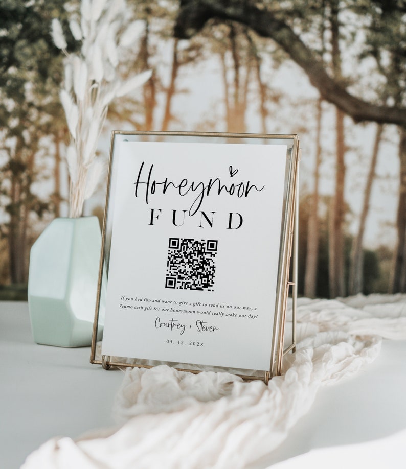 Modern Honeymoon Fund Sign, Venmo Honeymoon Wish Sign, Editable Wedding ...