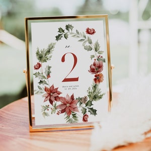 Christmas Printable Table Numbers, Holiday Table Numbers, 5x7, Templett ...