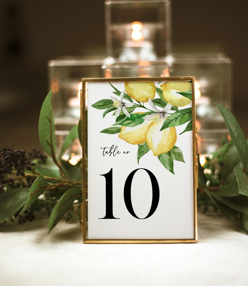 Printable Table Numbers Lemon Table Numbers 5x7 4x6 - Etsy