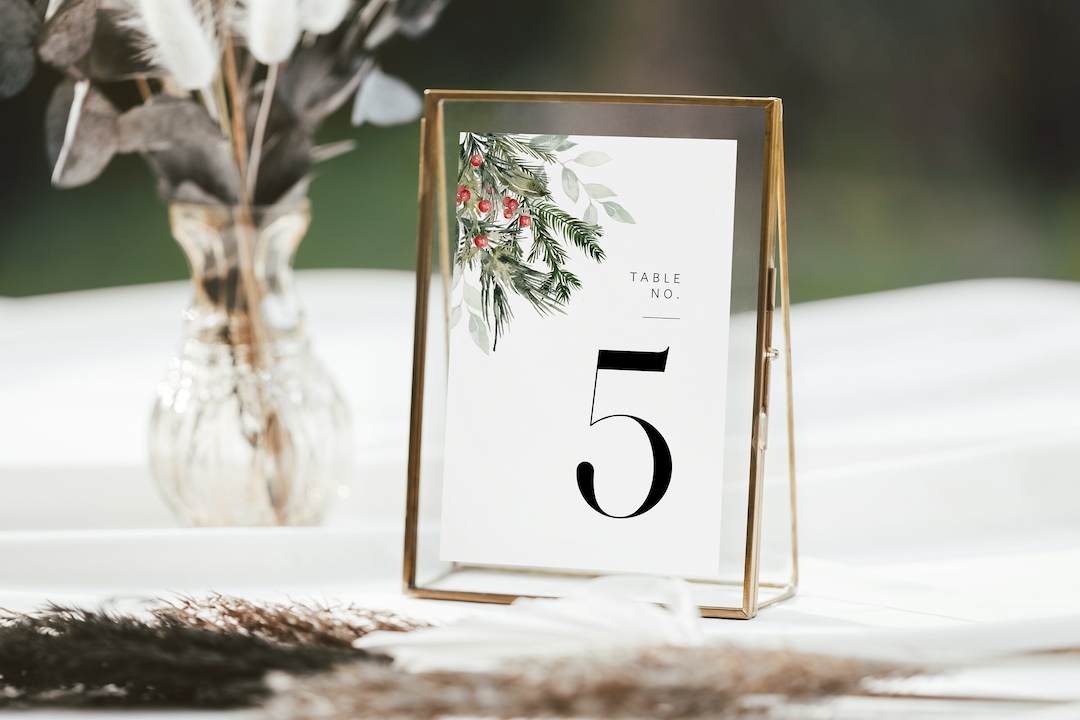 Christmas Printable Table Numbers, Holiday Table Numbers, 5x7 & 4x6 ...