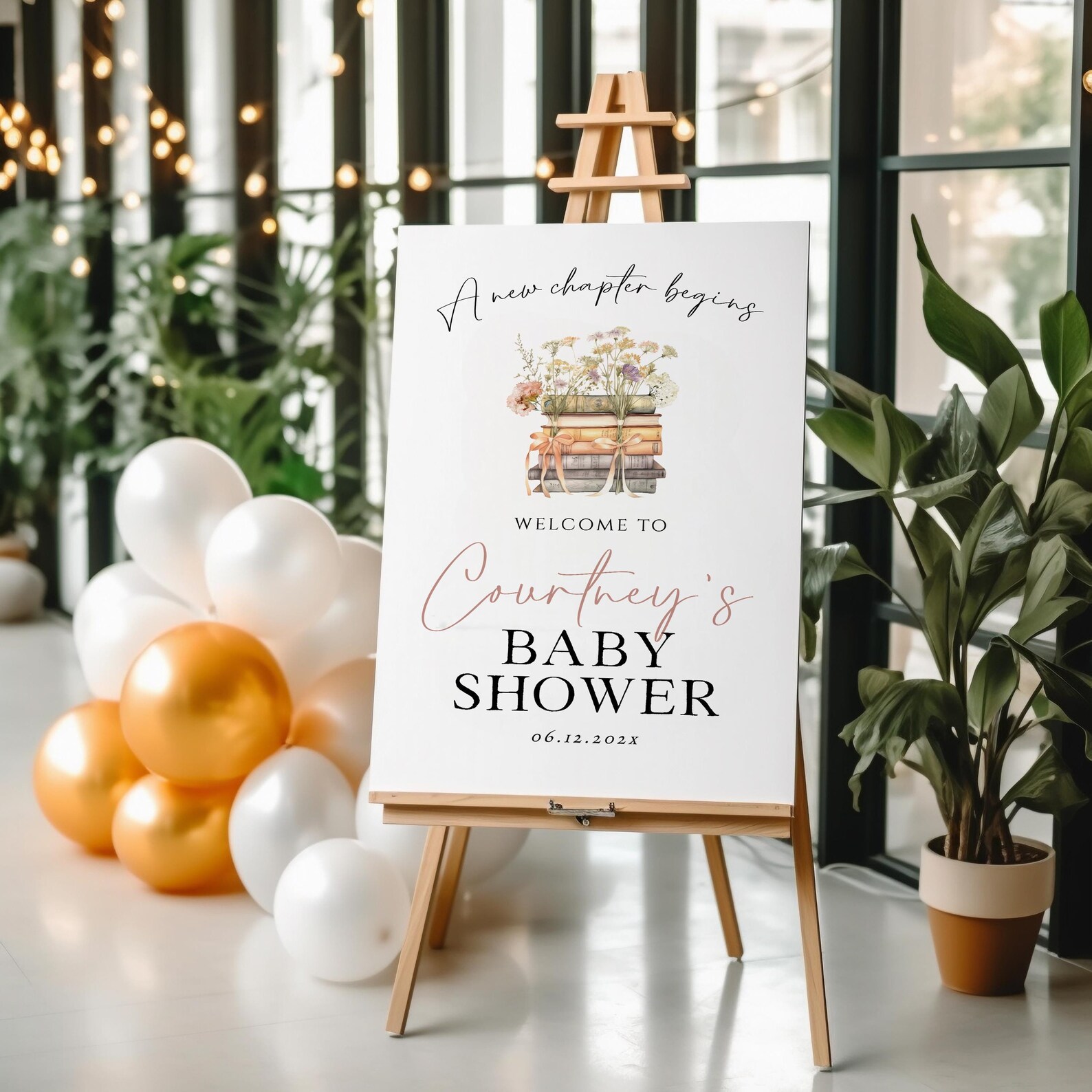 A New Chapter Begins Welcome Sign Poster, Storybook Baby Shower Welcome ...