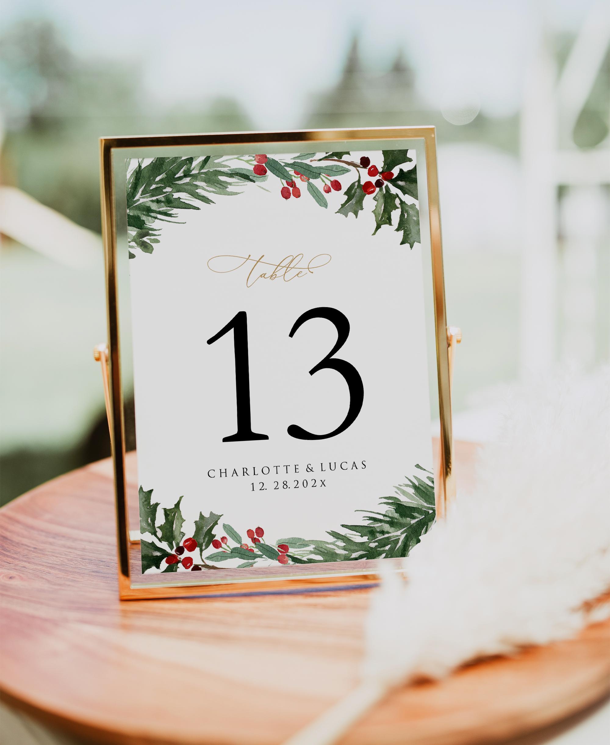 Christmas Printable Table Numbers, Holiday Table Numbers, 5x7 & 4x6 ...