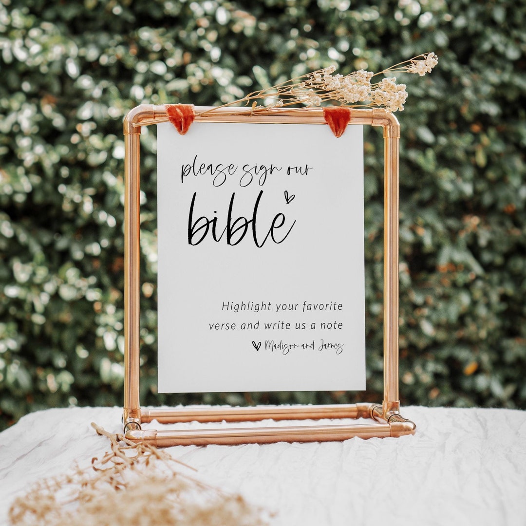 Minimalist Wedding Bible Guestbook Sign, Highlight a Bible Verse ...