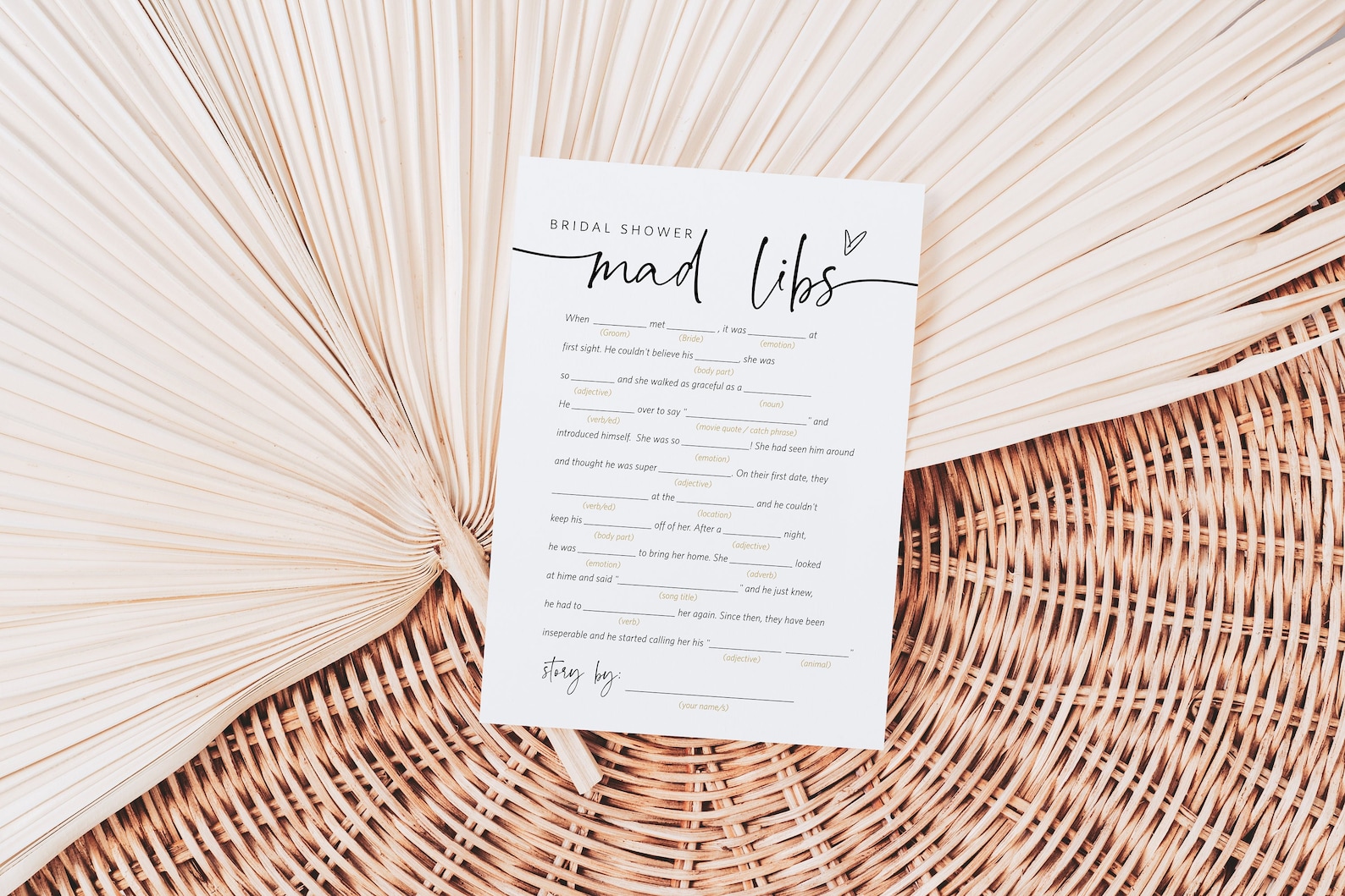 Bridal Shower Mad Libs, Bridal Mad Libs Game, Minimalist Bridal Shower ...