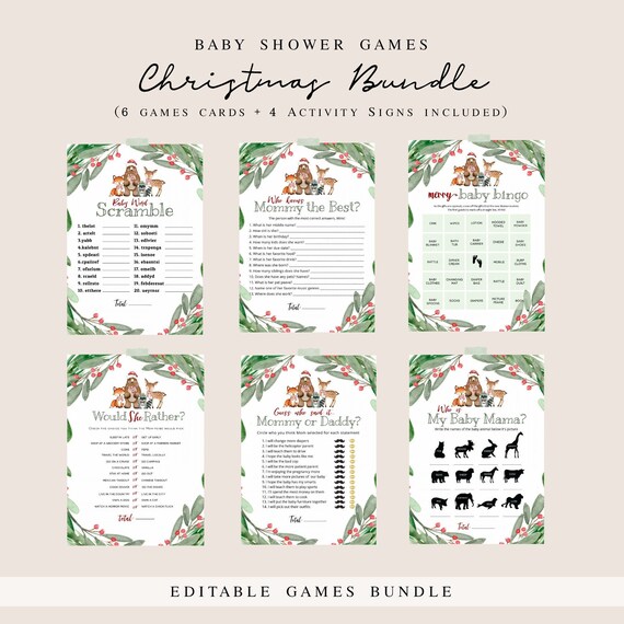 Christmas Baby Shower Game Bundle Baby Shower Games Games - Etsy